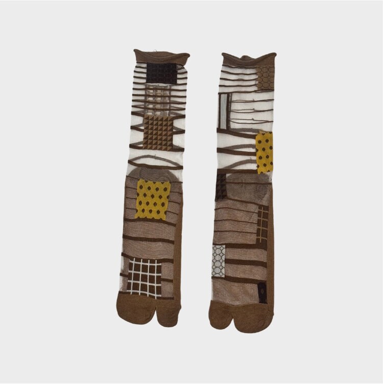 Minigooose | Tabi Split Toe Pattern Sheer Socks - Etsy