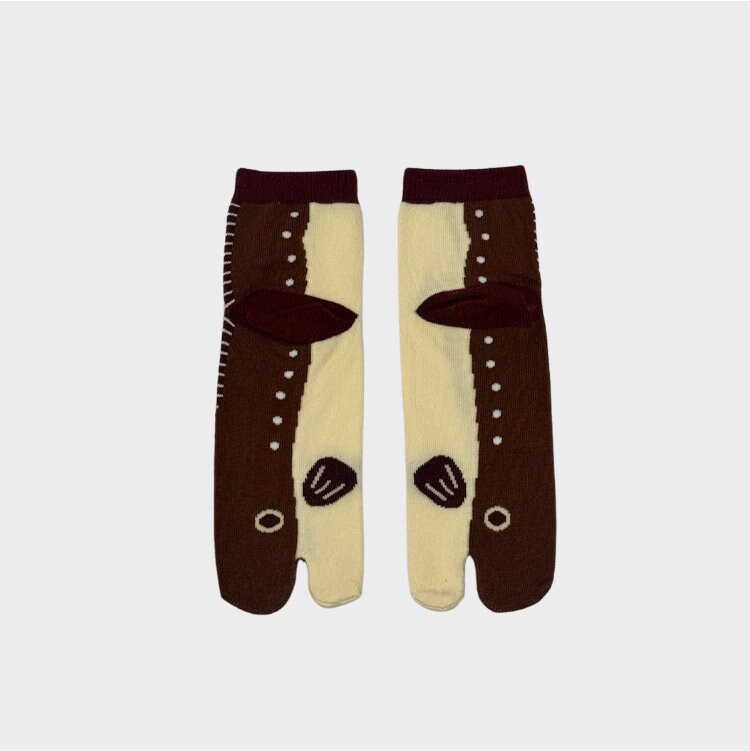 Minigooose | Tabi Split Toe Pattern Crew Socks - Etsy
