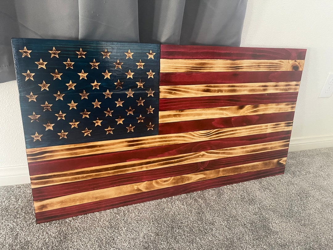 Rustic Distressed American Flag/wood Flag - Etsy