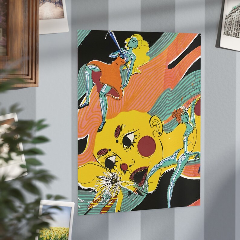 Vibrant Surreal Screenprint Poster Colorful Aesthetic Art on Small ...