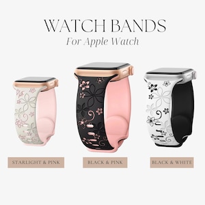 Flower Watch Bands for Apple Iwatch Floral Engraved Silicone Watch Band ...