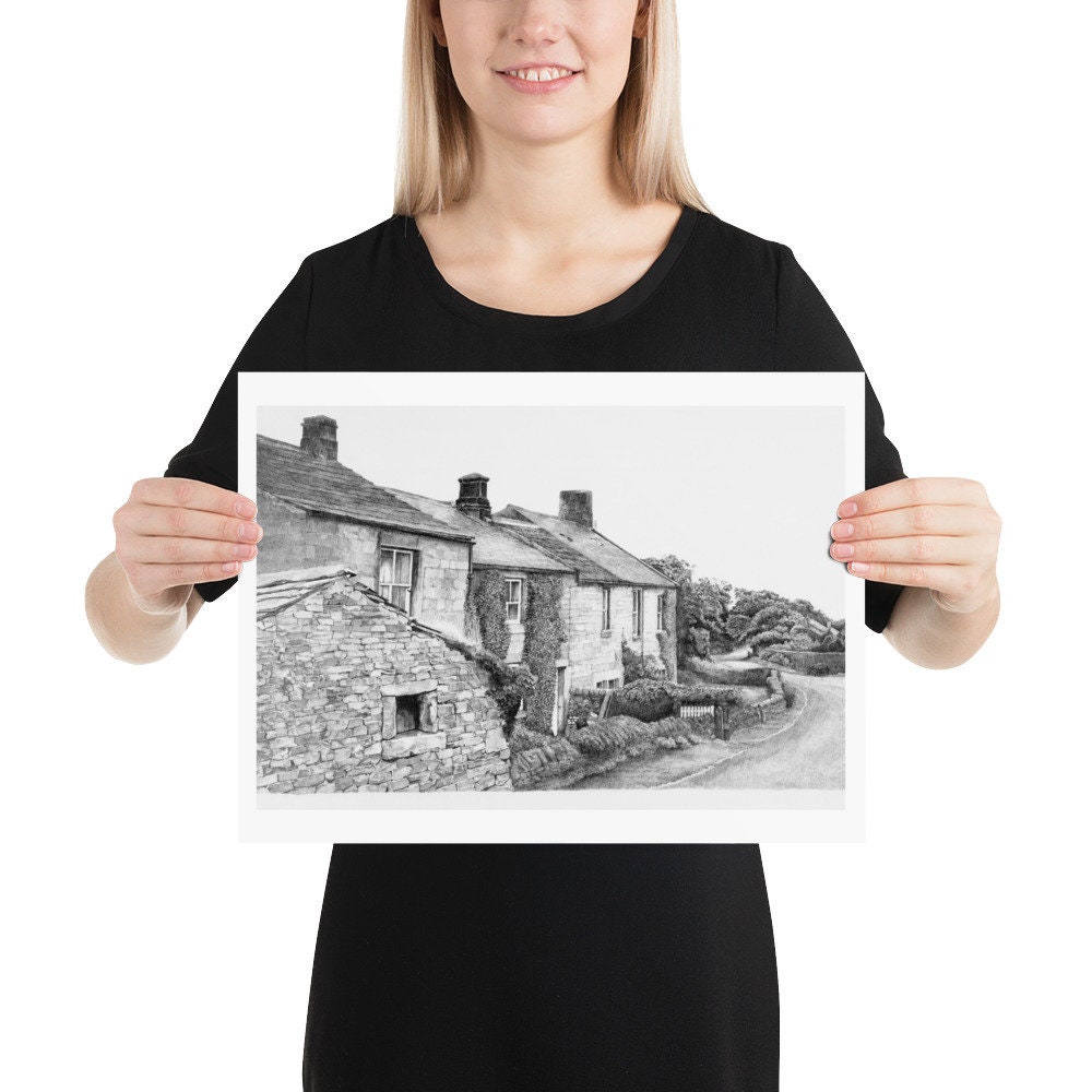 Timeless Timble: a Pencil Drawing of a Traditional Yorkshire - Etsy