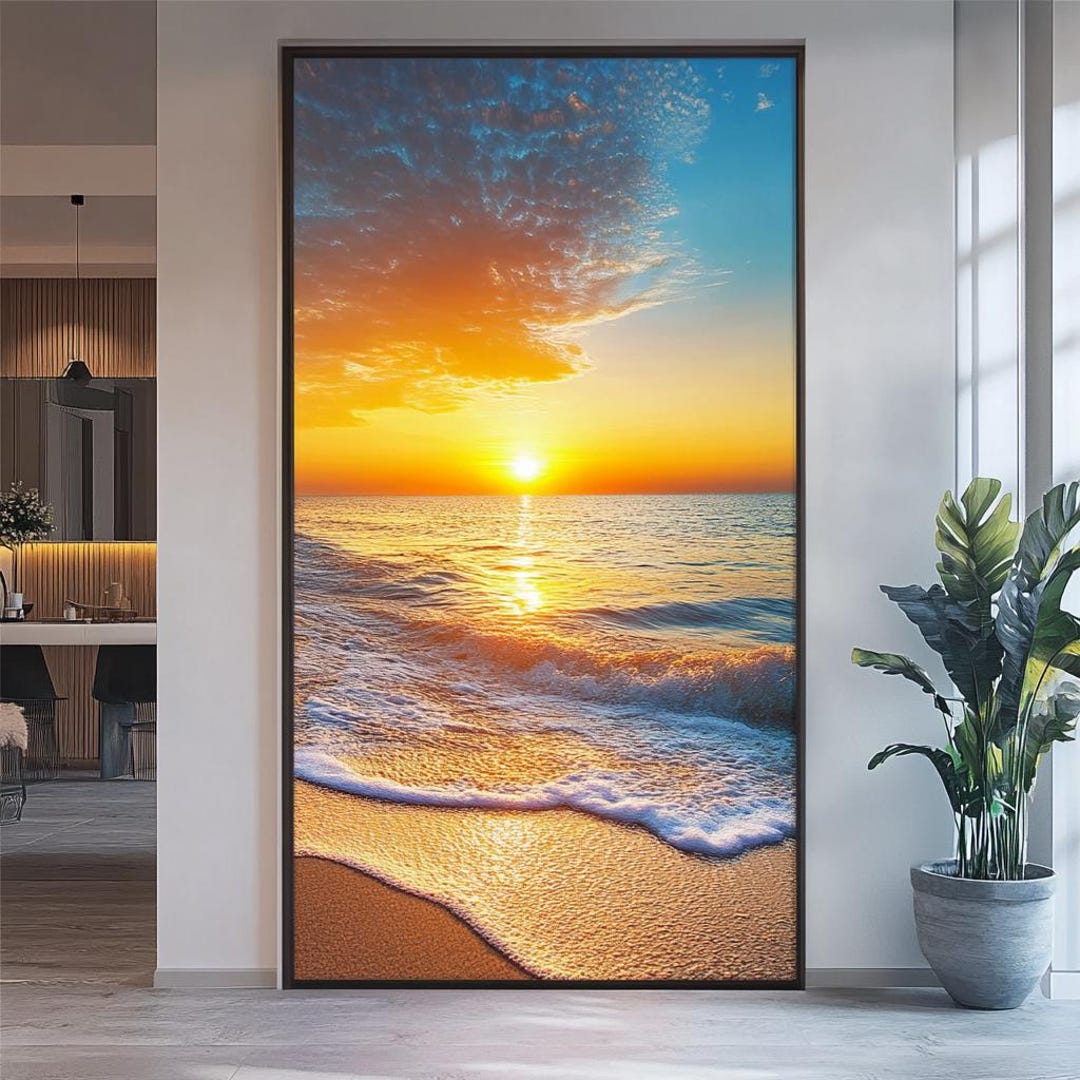 Custom Size Beach Sunset Window Decal Static Cling UV Blocking Privacy ...