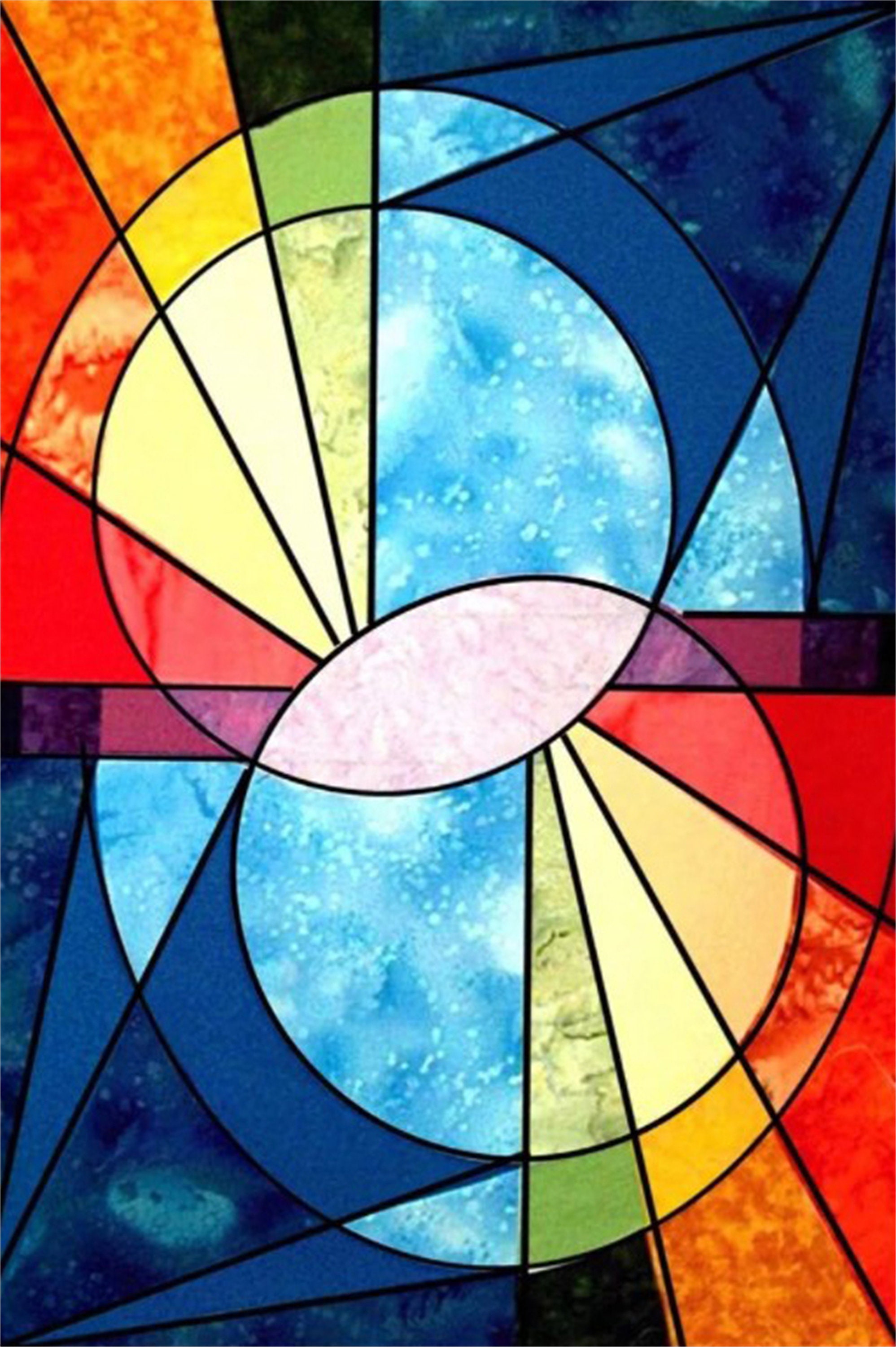 Custom Size Stained Glass Window Film Vintage Church Rectangular Shape ...