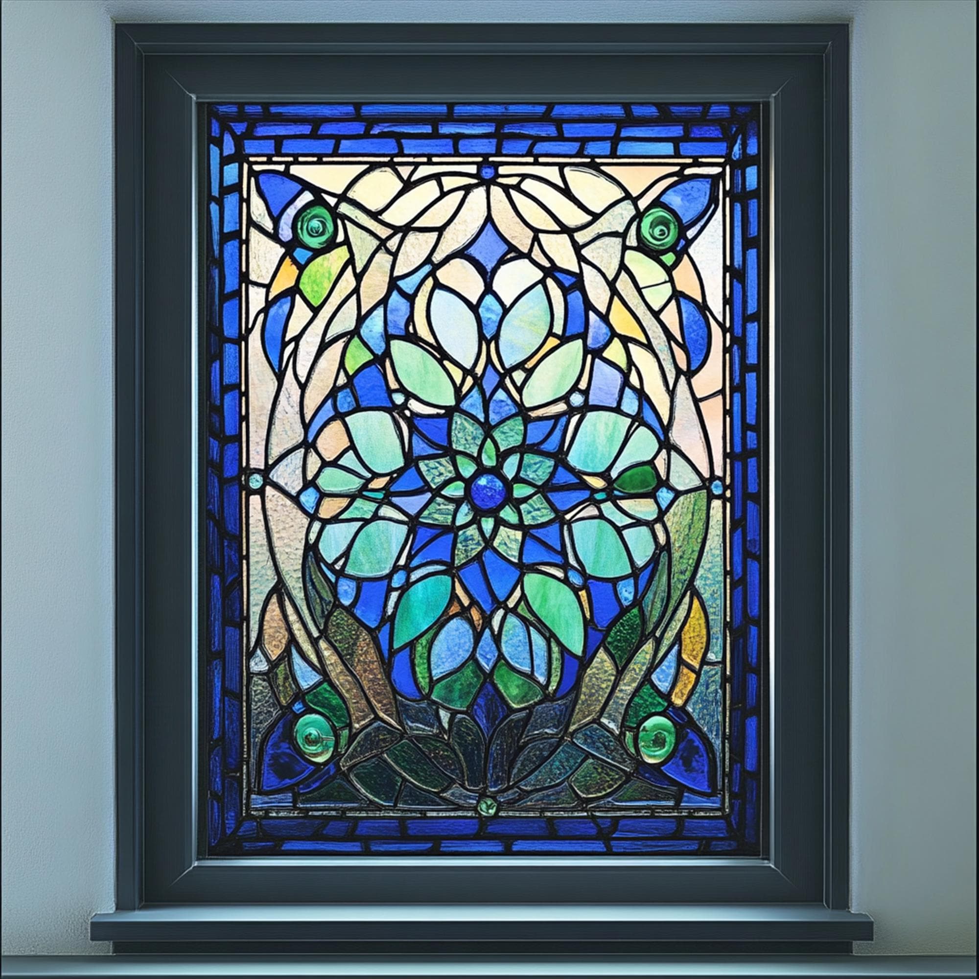 Custom Size Mandala Stained Glass Window Decal Static Cling Frosted ...