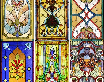 Custom Size Window Film Stained Glass Stickers Static Cling - Etsy