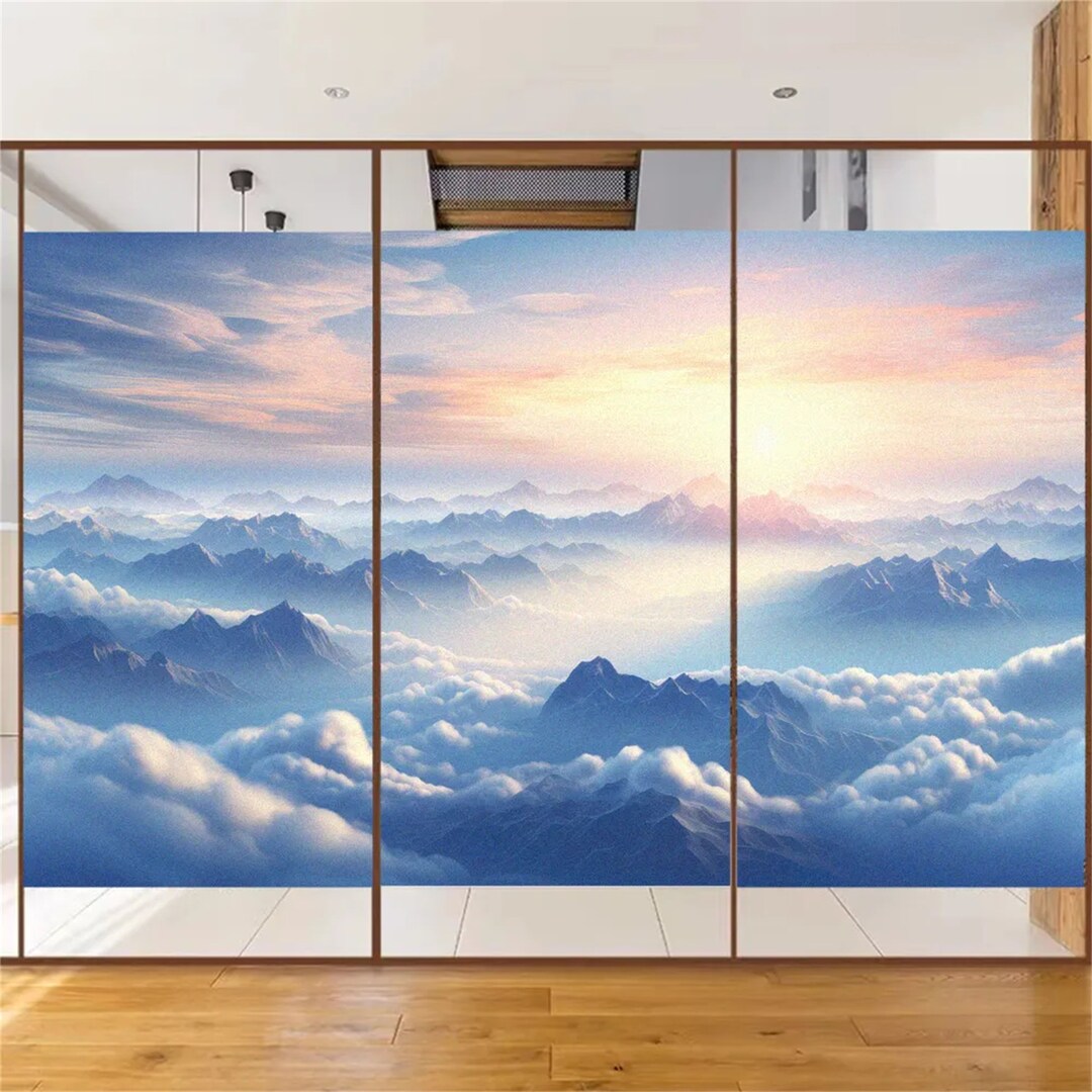 Frosted Custom Size Window Film Sky Clouds Art Door Window Skylight ...