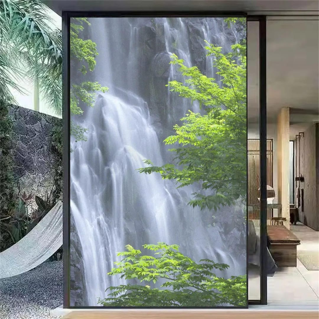 Custom Size Waterfall Landscape Privacy Window Film Frosted Glass Door ...
