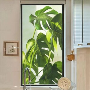 Customized Size Monstera Deliciosa Static Cling Window Film Frosted ...