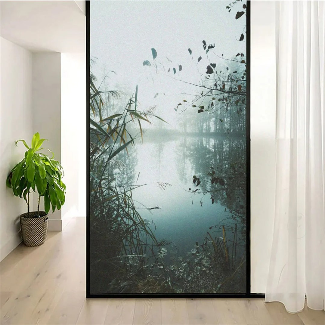 Customized Size Lake Pattern Window Film Privacy Static Cling Frosted ...