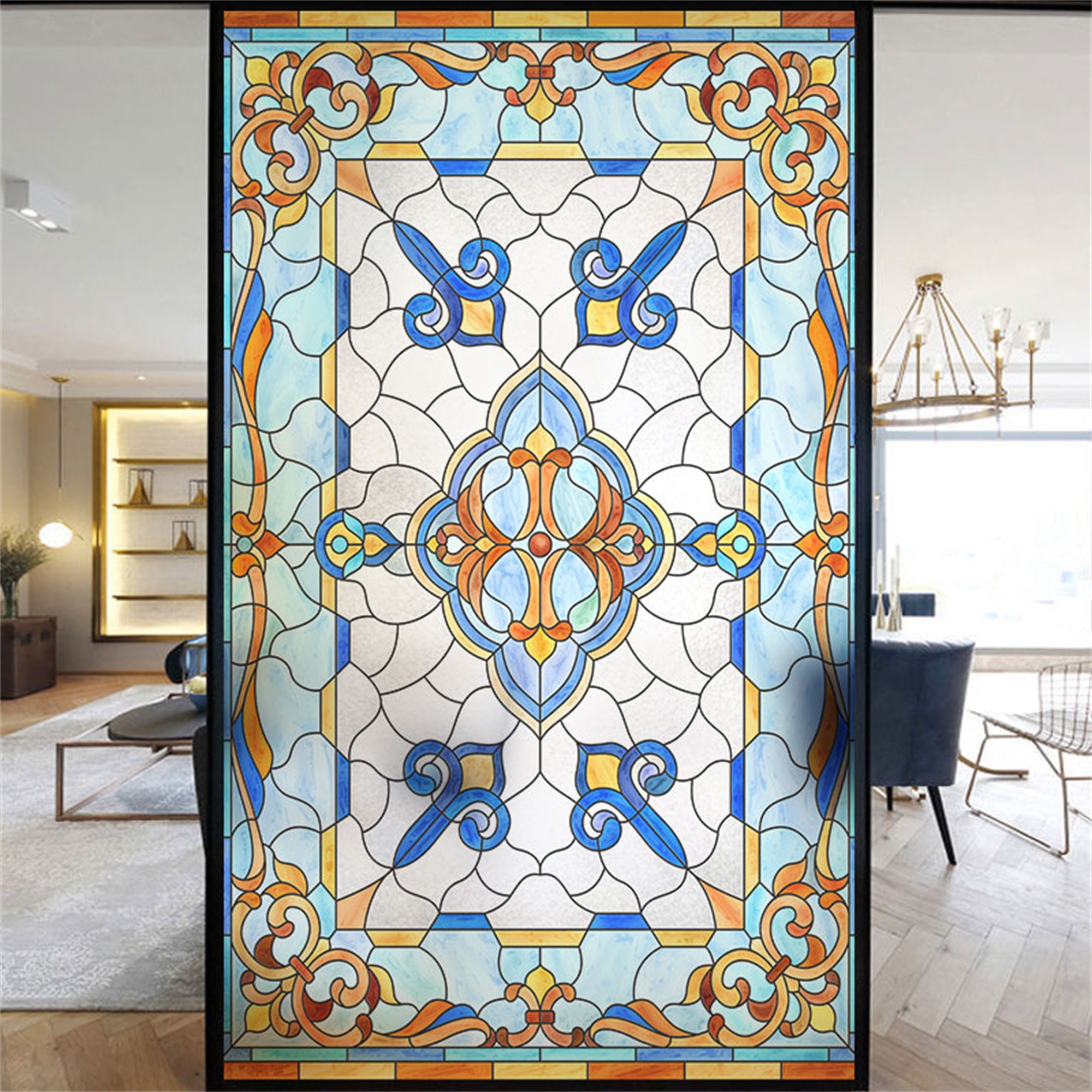 Frosted Vinly Window Film Custom Size Frosted Retro Pattern Vintage ...