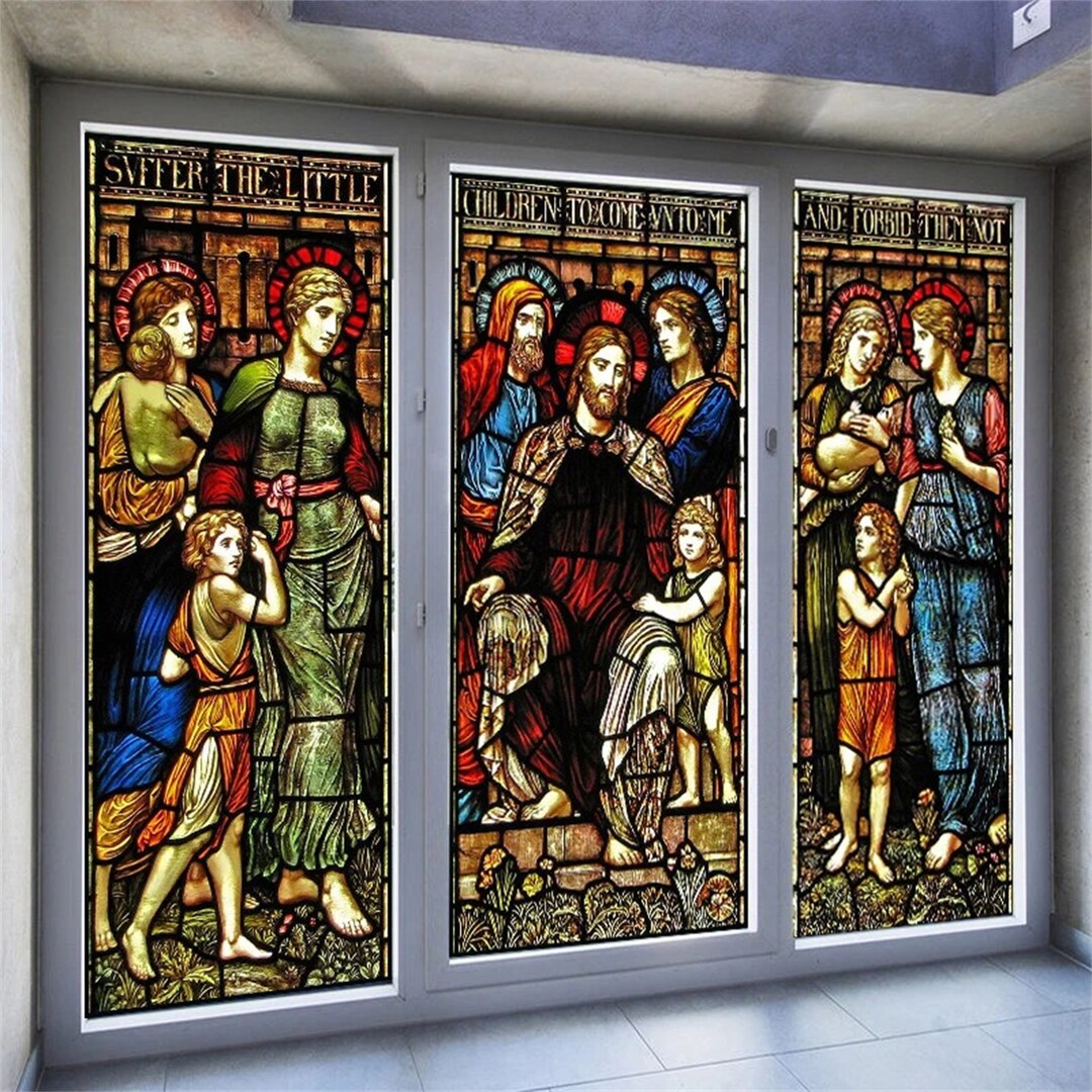 Custom Size Stained Glass Films Frosted Sticker With Static Cling for ...