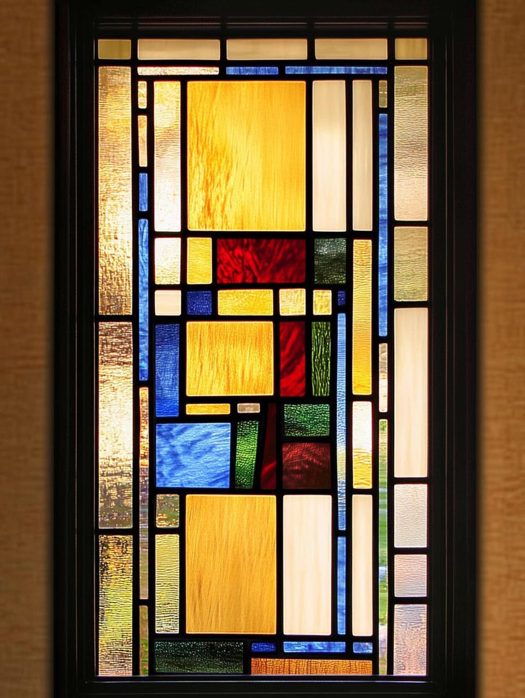 Custom Size Modern Geometric Stained Glass Window Film Wright Inspired ...