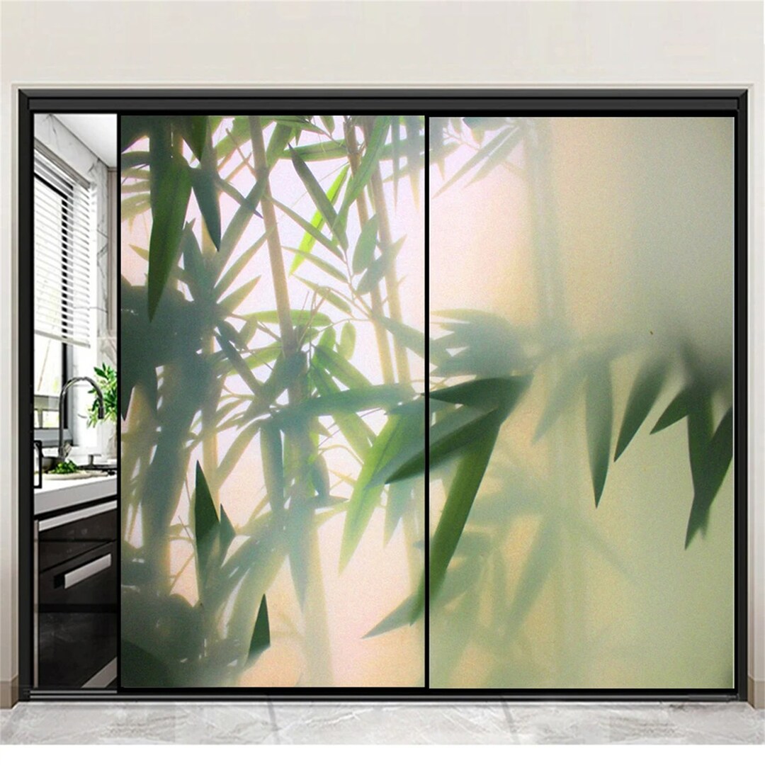 Custom Size Bamboo Frosted Static Cling Privacy Window Film UV Blocking ...