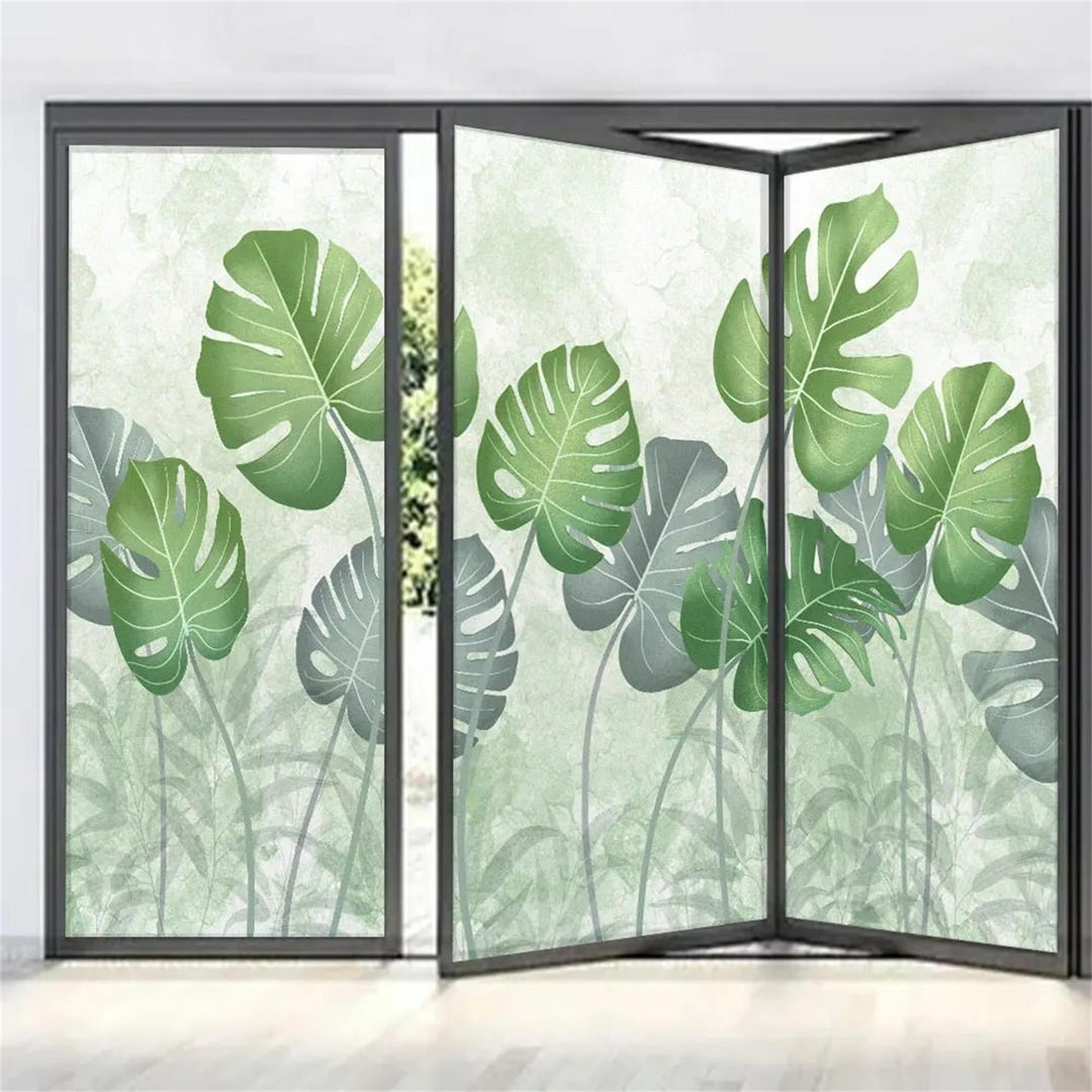 Customized Size Plant Leaf Pattern Window Film Sun Blocking Anti-uv ...