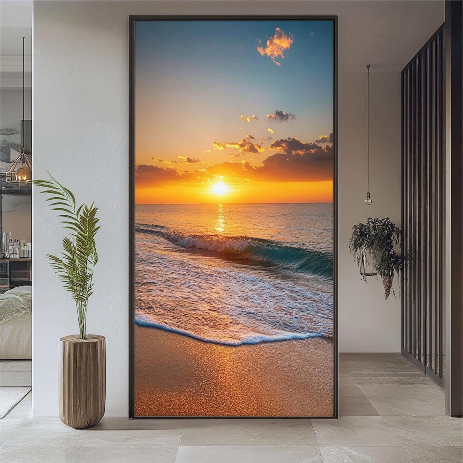 Custom Size Beach Sunset Window Decal Static Cling UV Blocking Privacy ...
