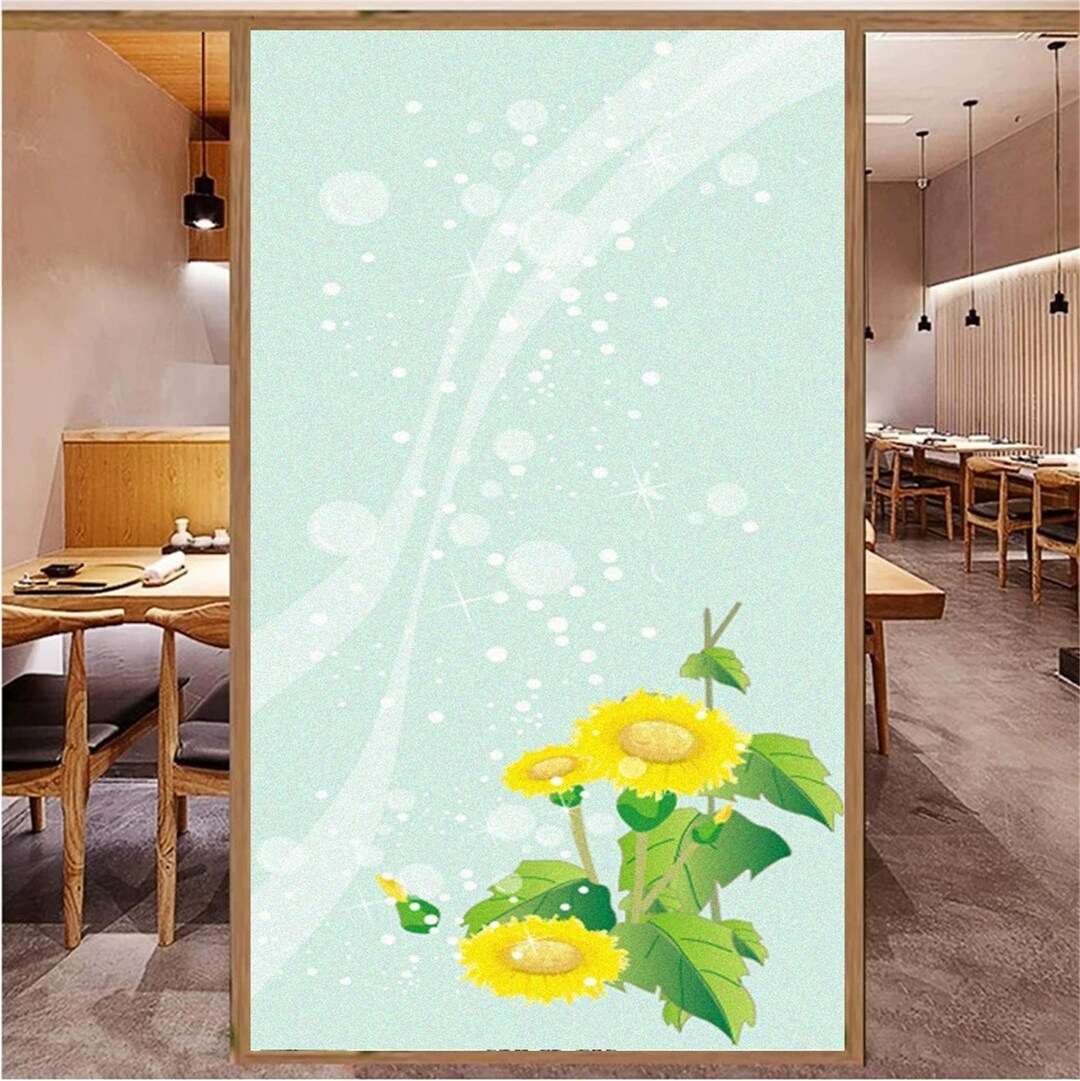 Custom Size Sunflower Pattern Privacy Window Film Static Sticker UV ...