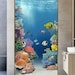 Custom Size Ocean-themed Bathroom Door Privacy Film Underwater Coral ...