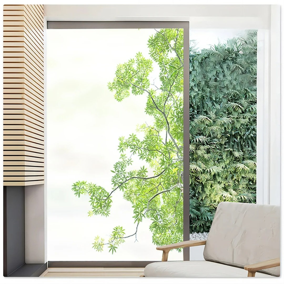 Custom Size Easy-peel Privacy Frosted Glass Window Sticker Leaf Pattern ...