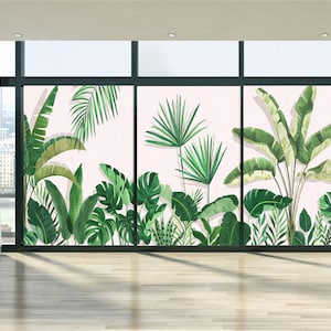 Customized Size Privacy Windows Film Decorative Green Plants Stained ...