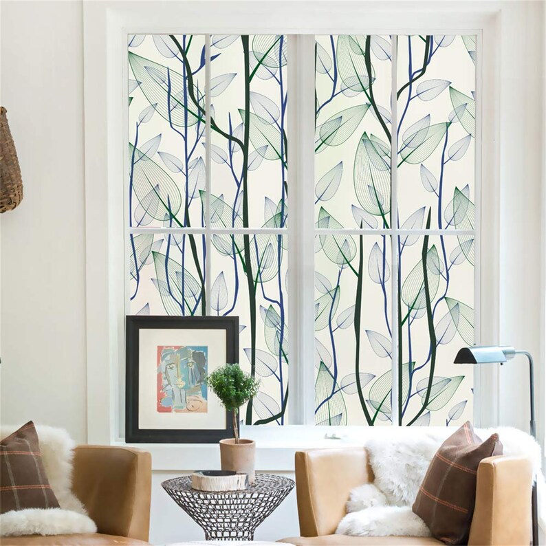 Customized Size Window Film Privacy Tree Non Adhesive Glass Sticker UV ...