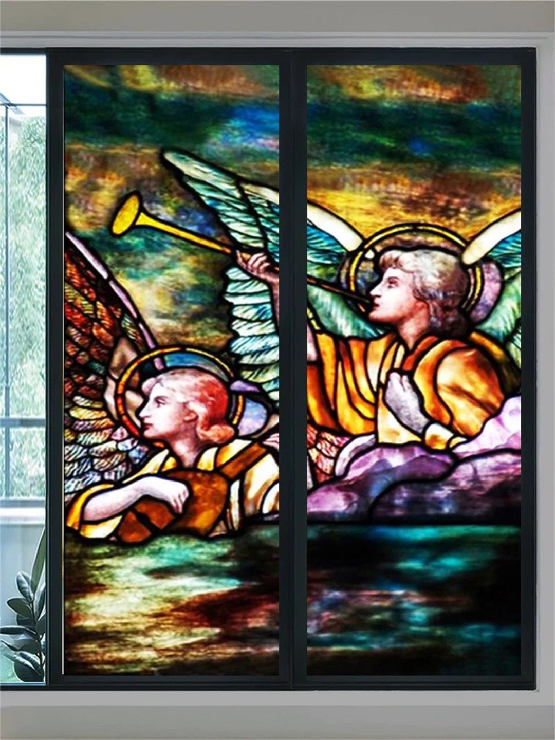 Custom Size Stained Glass Films Frosted Sticker With Static Cling for ...