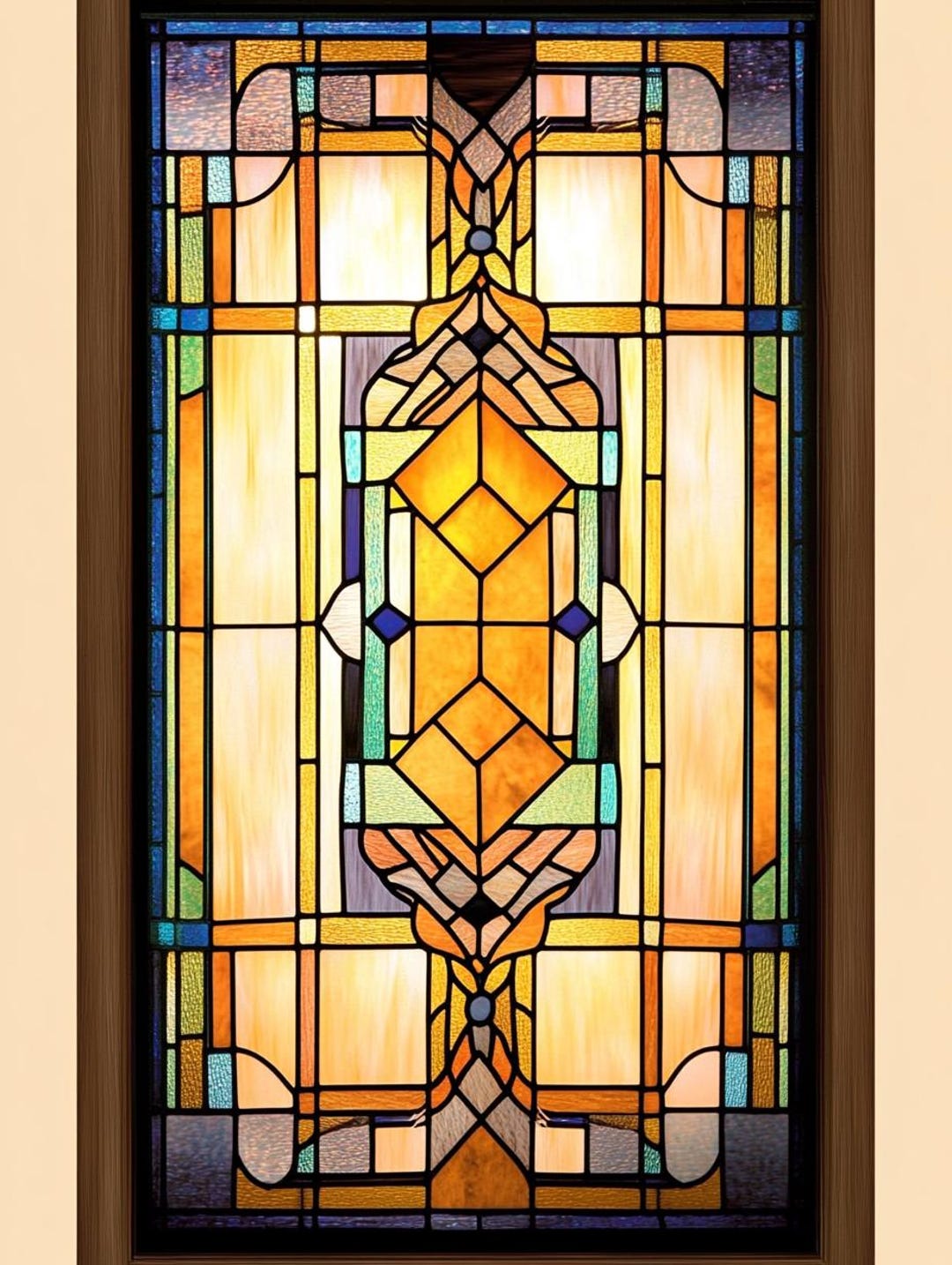 Custom Size Art Deco Stained Glass Window Film Elegant Geometric ...