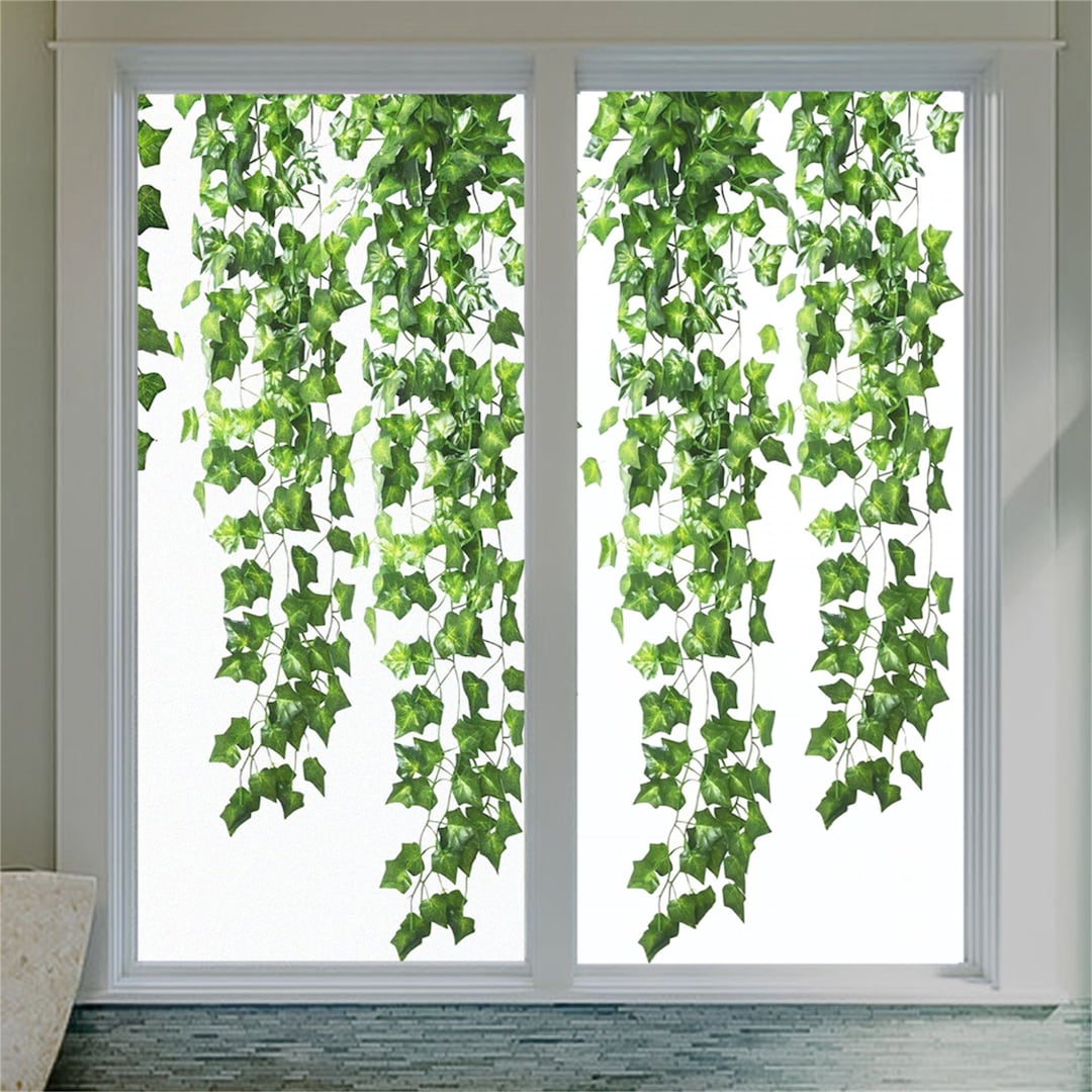 Customized Frosted Window Film Green Ivy Decorative Static Cling Window ...