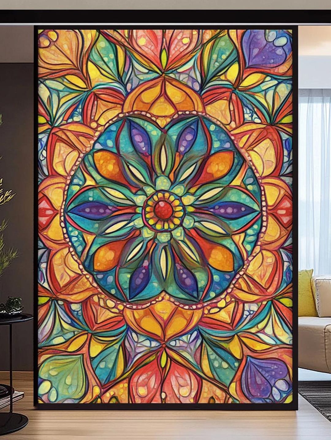 Custom Size Mandala Stained Glass Window Cling Static Decorative ...