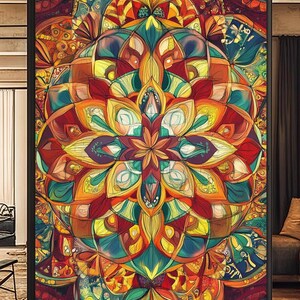 Custom Size Mandala Stained Glass Window Cling Static Decorative ...