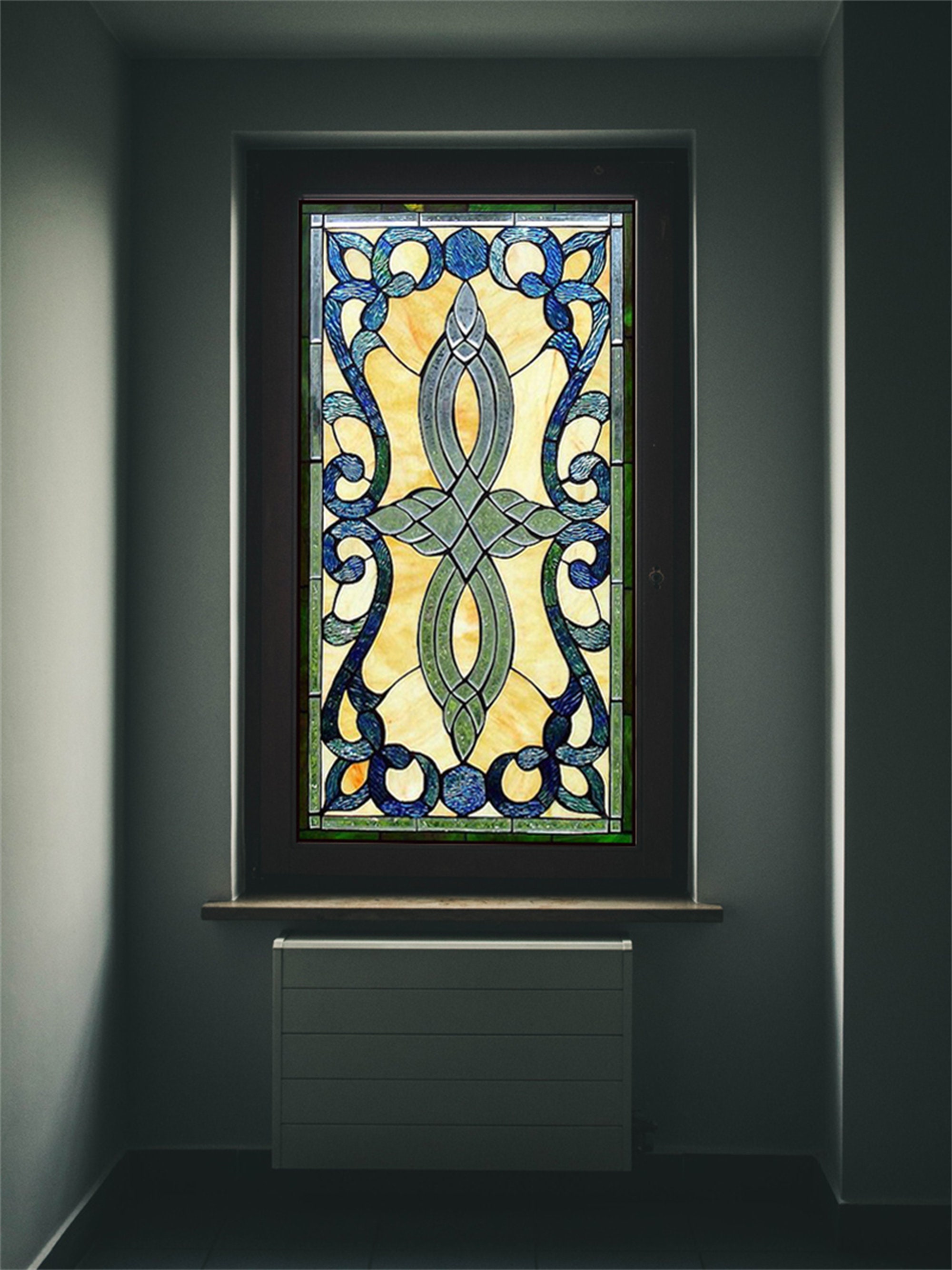 Custom Size Stained Glass Window Film Frosted Vintage Frame Pattern ...