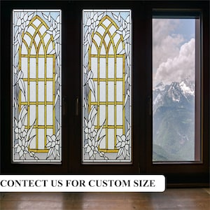 Custom Size Stained Glass Window Film Frosted Vintage Frame Pattern ...