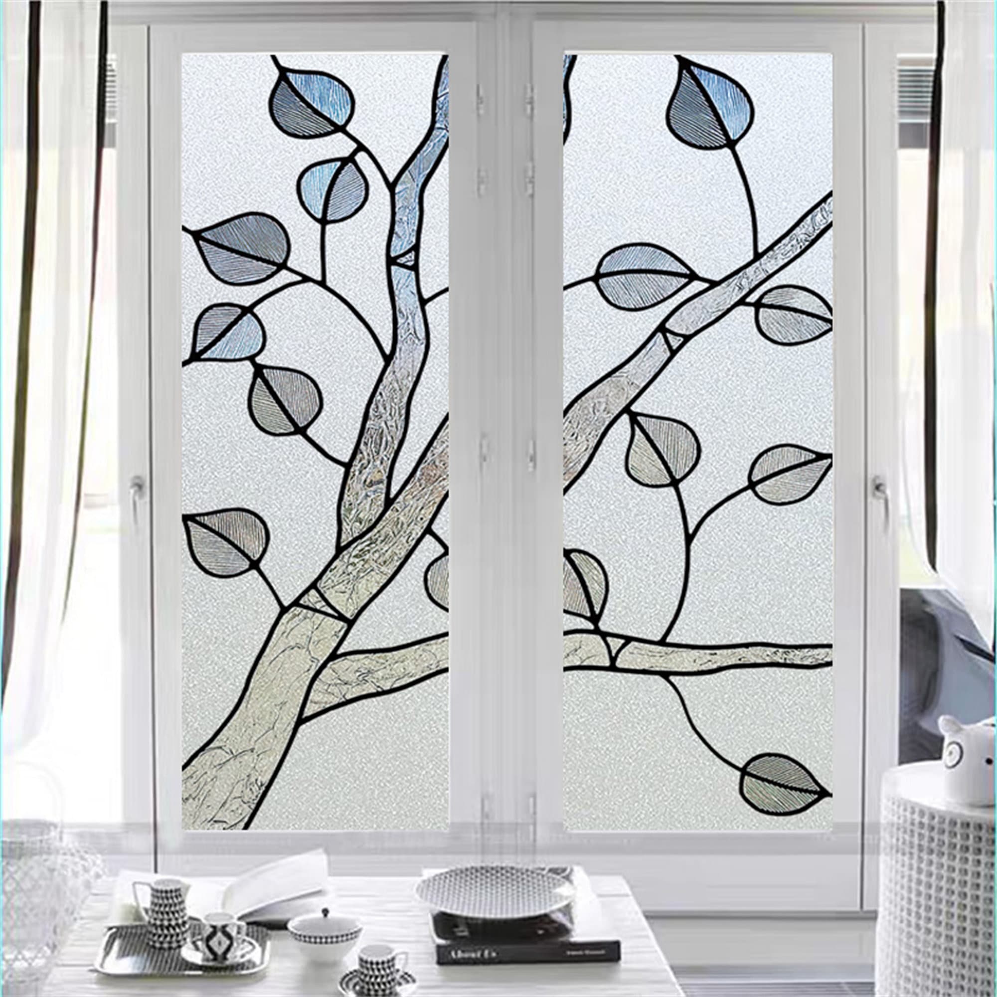 Custom Size Stained Glass Window Film Frosted Vintage Frame Pattern ...