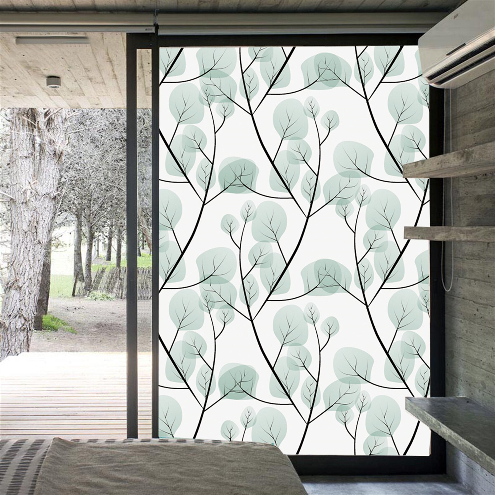 Customized Size Window Film Privacy Tree Non Adhesive Glass Sticker UV ...