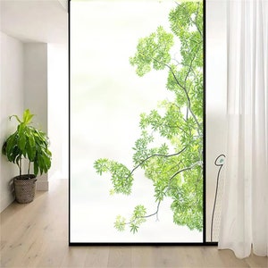 Custom Size Easy-peel Privacy Frosted Glass Window Sticker Leaf Pattern ...