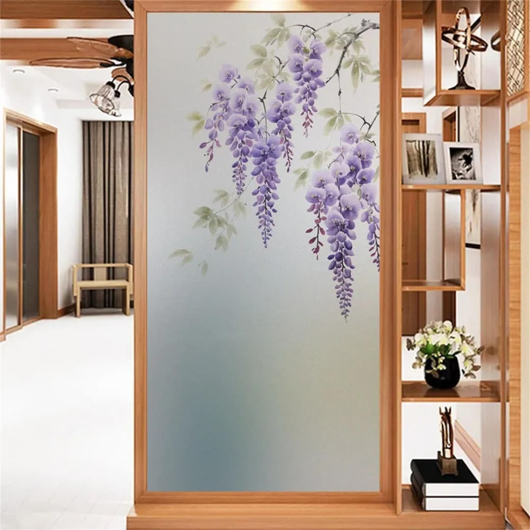 Custom Size Purple Flowers Window Film Privacy UV and Heat Control ...