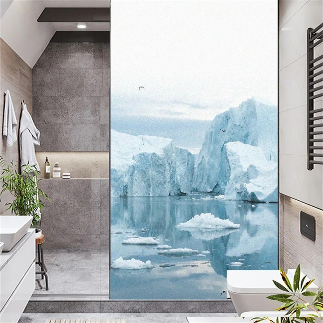 Custom Size Ice Floe Privacy Window Film Frosted No Glue Glass Sticker ...