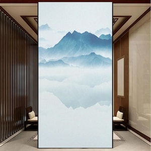 Custom Size Mountain Landscape Window Film Privacy Decorative Pattern ...