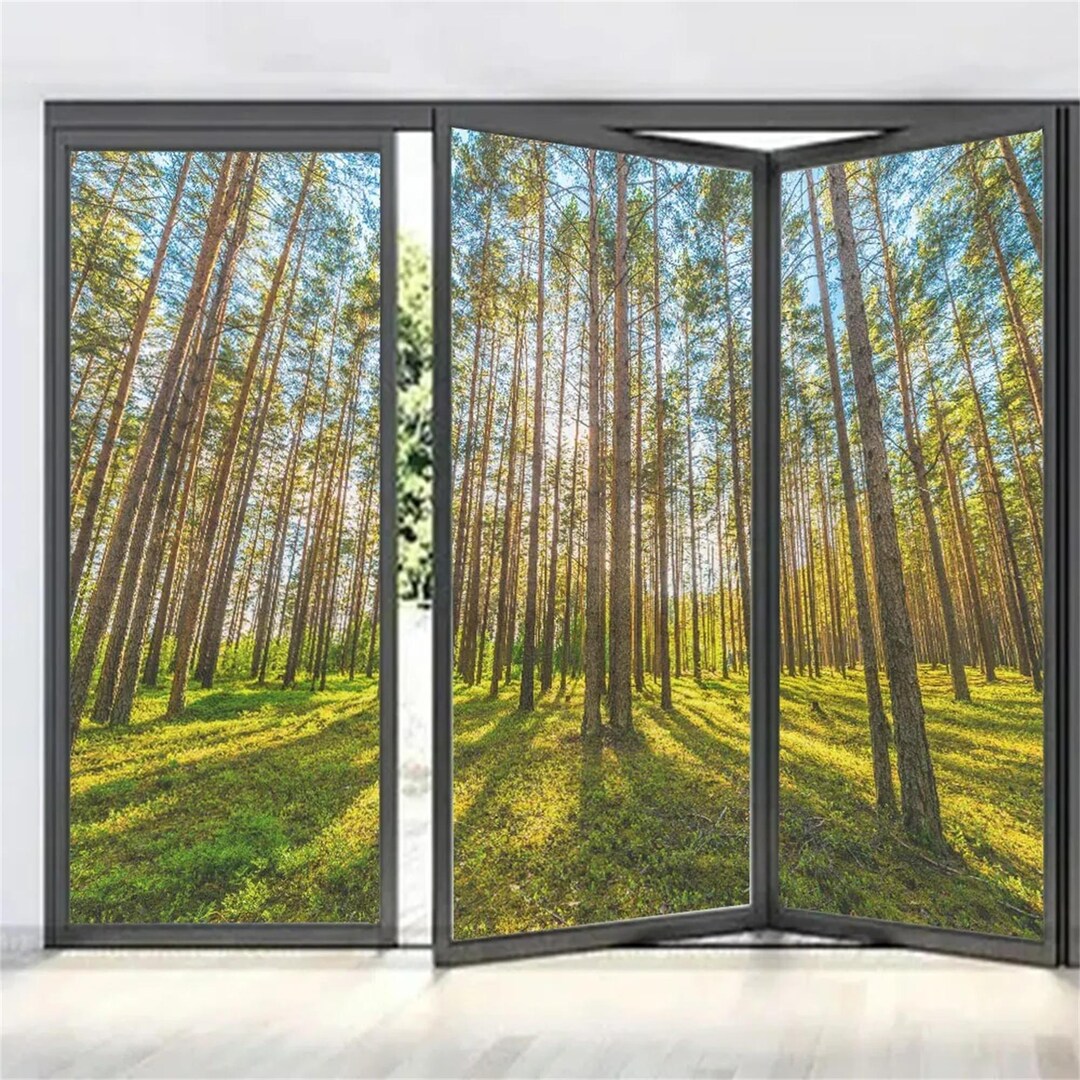 Customized Size Sunny Forest Pattern Privacy Window Film Frosted Static ...