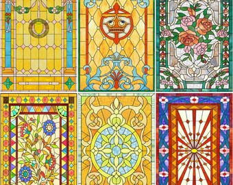 Custom Size Window Film Stained Glass Stickers Static Cling - Etsy