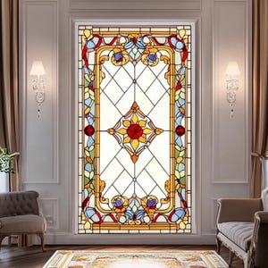Custom Size European Vintage Style Stained Glass Film Handcrafted ...