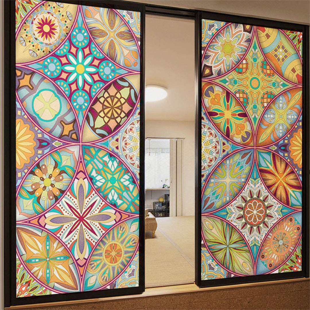 Custom Size Privacy Stained Glass Film Vintage Pattern Window Film ...