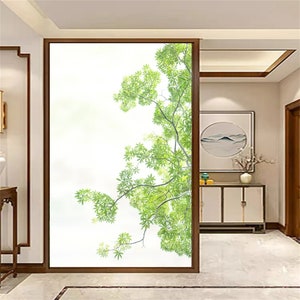 Custom Size Easy-peel Privacy Frosted Glass Window Sticker Leaf Pattern ...