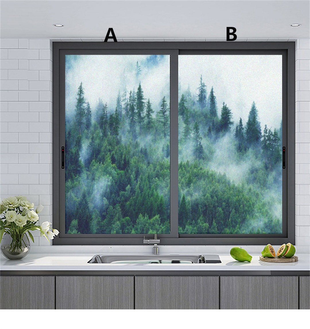 Customized Size Window Film Forest Sticker Privacy Foggy Pine UV ...