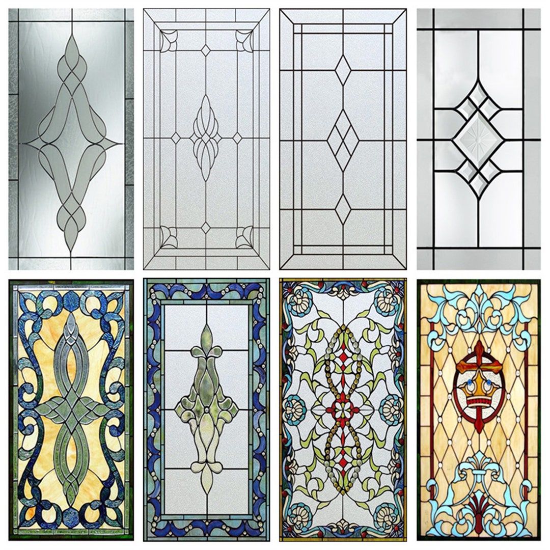 Custom Size Stained Glass Window Film Frosted Vintage Frame Pattern ...