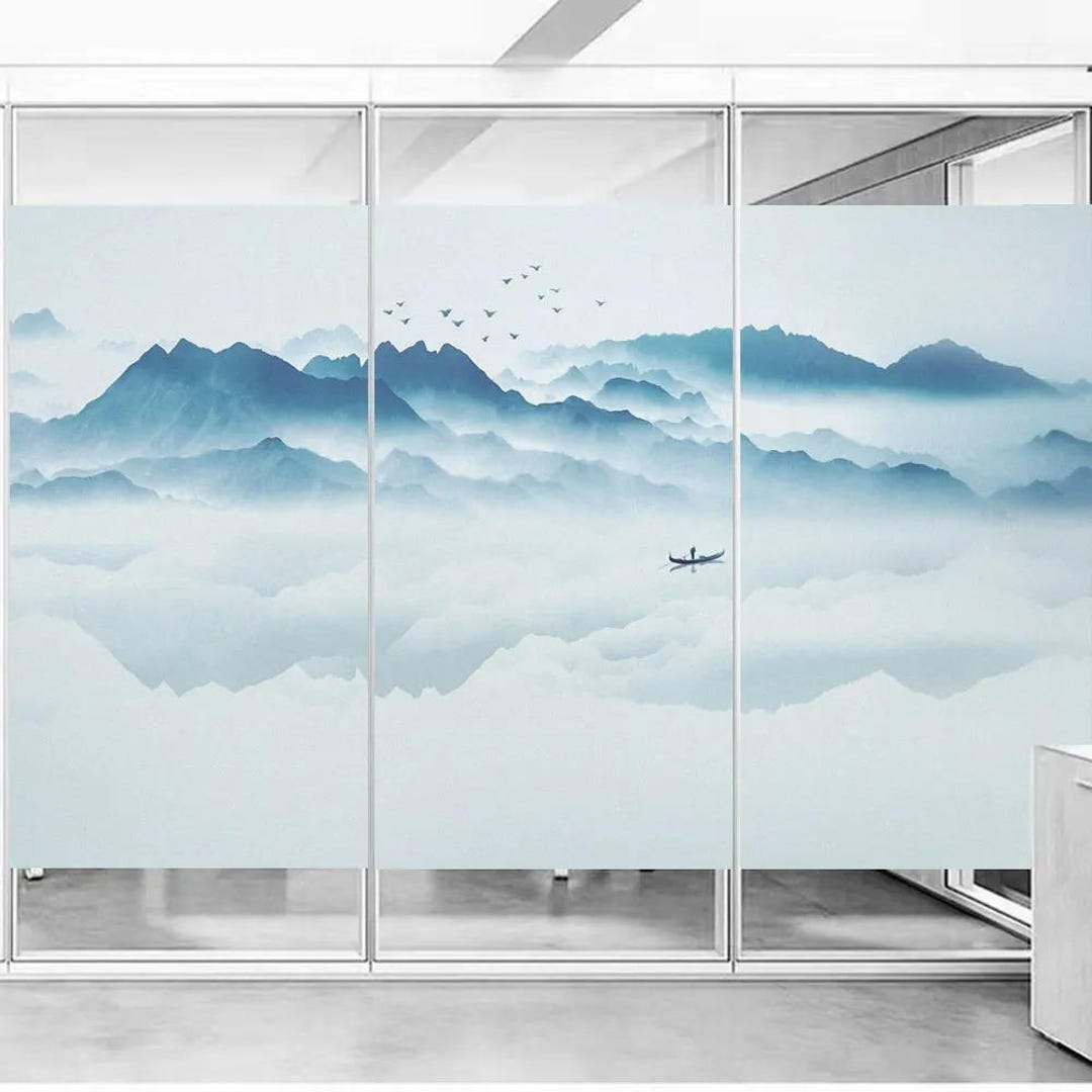 Custom Size Mountain Landscape Window Film Privacy Decorative Pattern ...