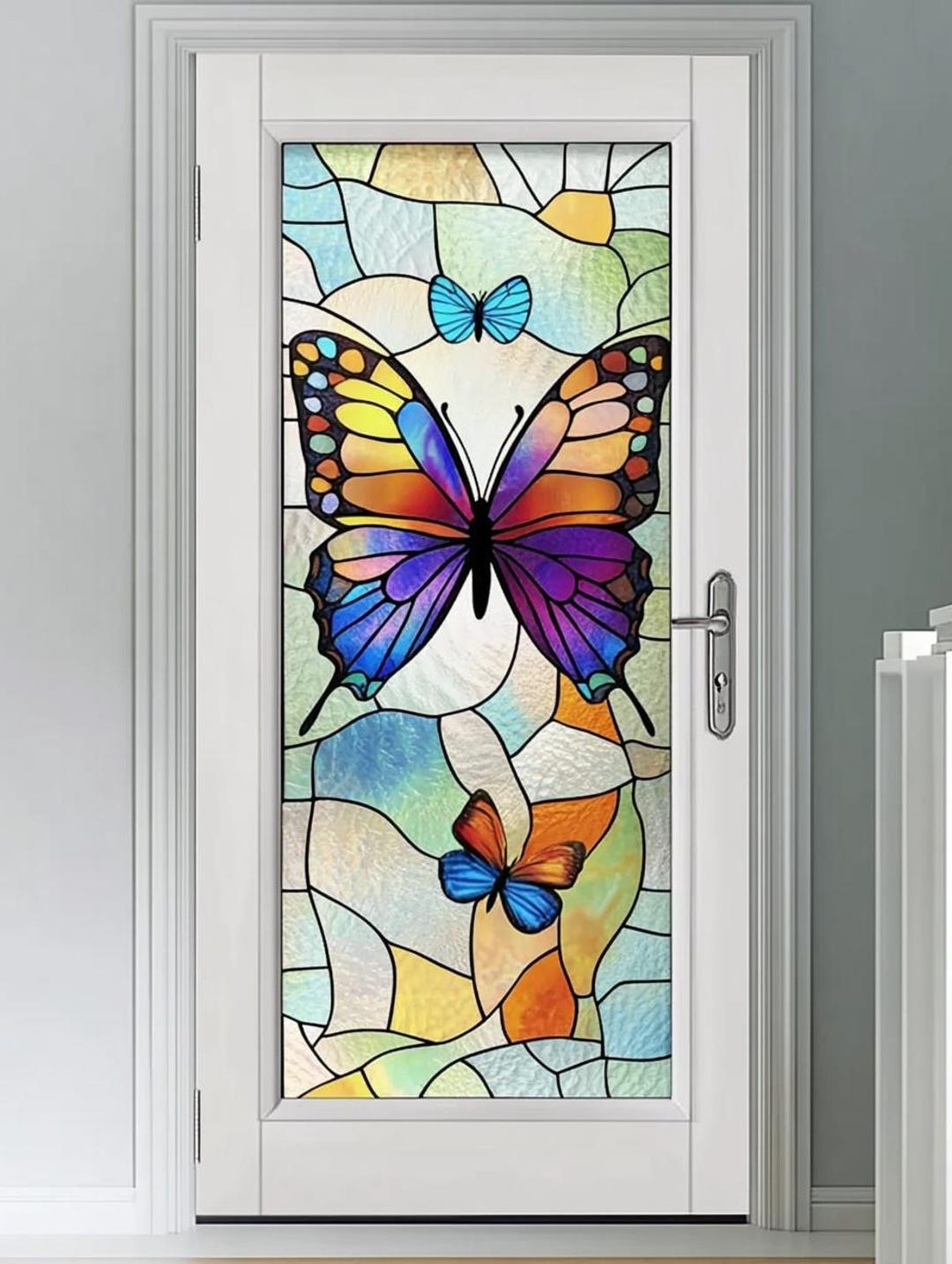 Custom Size Butterfly Stained Glass Window Film Vibrant Colorful Winged ...