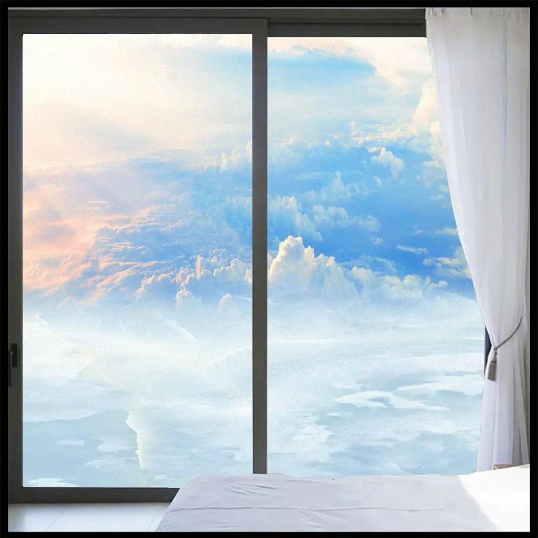 Custom Size Sky View Pattern Window Film Sun Blocking Anti-uv Non-glue ...