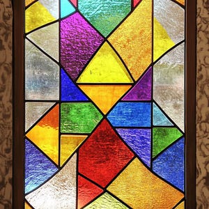Custom Size Multicolor Geometric Stained Glass Window Film Bold ...