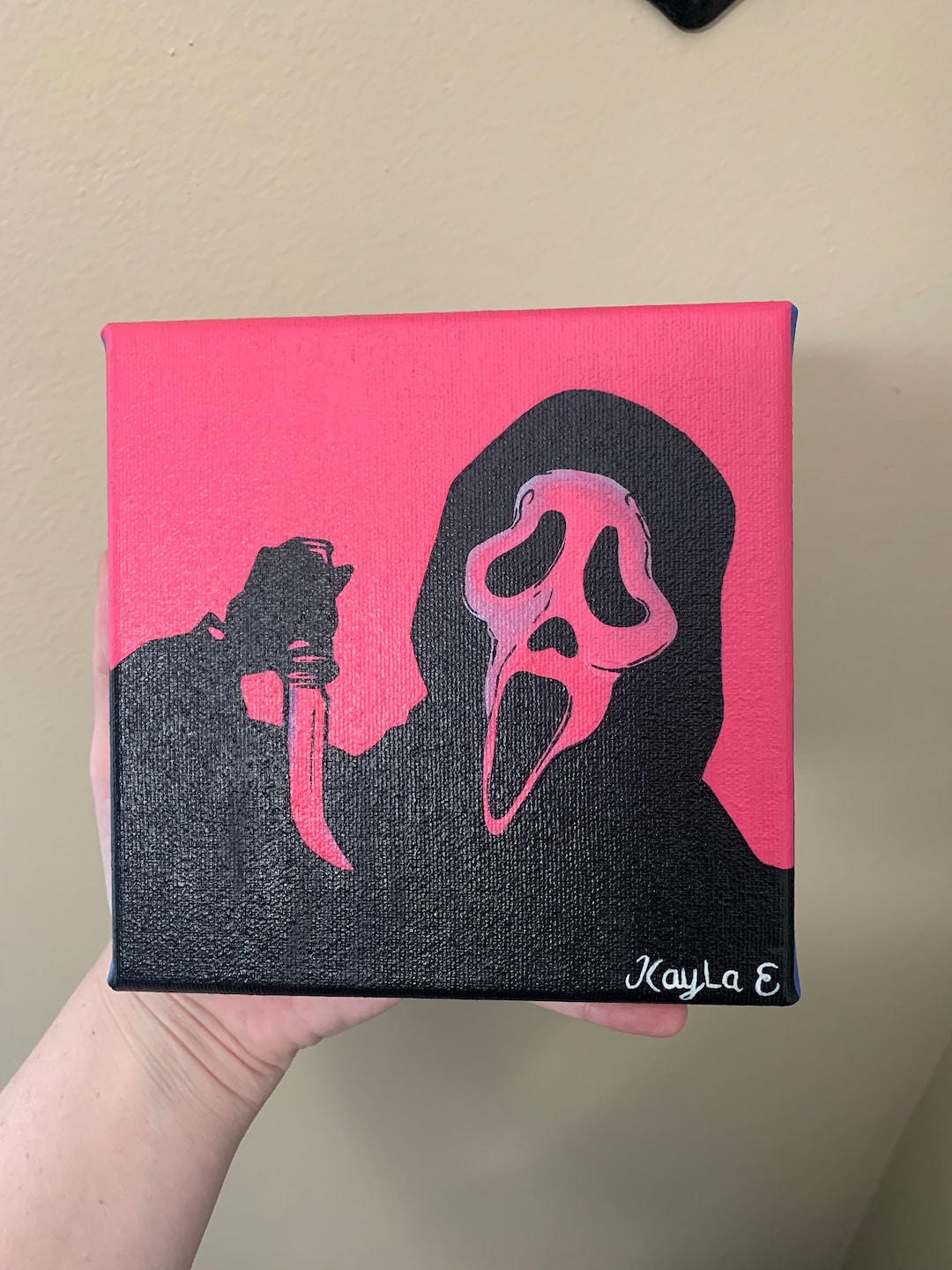 Pink Ghost Face Scream Ghostface Acrylic Painting - Etsy